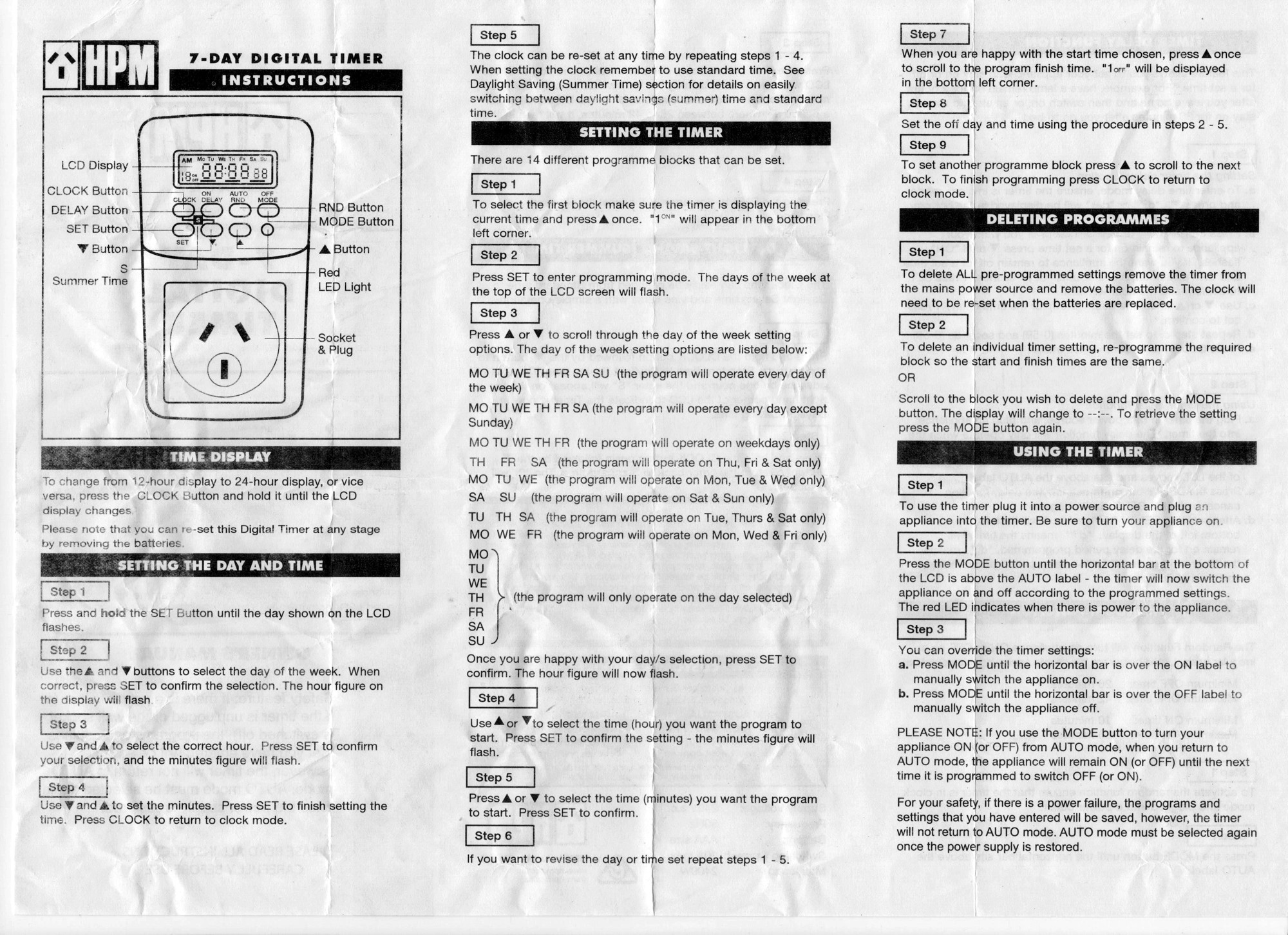 D817 Hpm Day Digital Timer Instruction Sheet 51 OFF